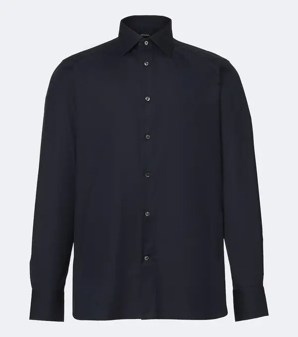Zegna Cotton-blend Poplin Shirt - Blue