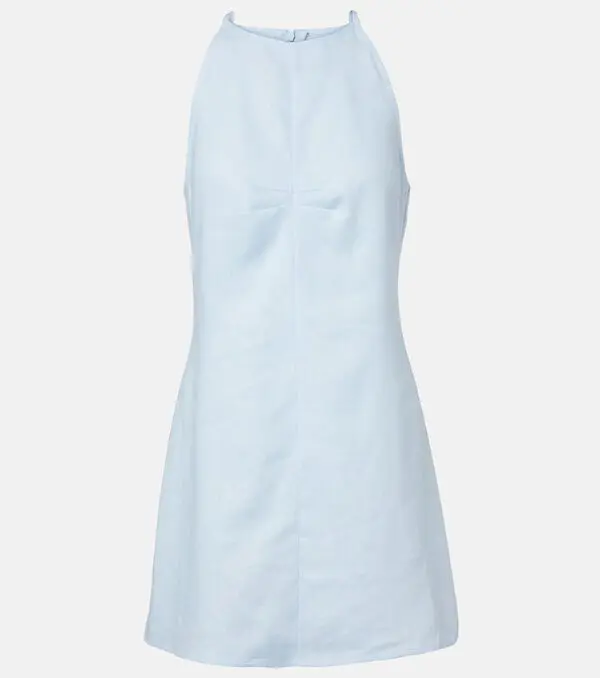 Asceno Antigua Linen Mini Dress - Blue