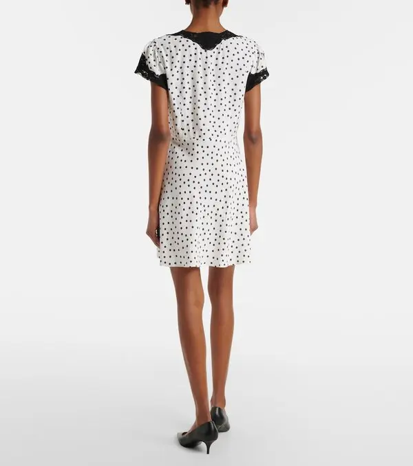 Rixo Polka-dot Lace-trimmed Mini Dress