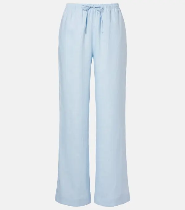 Asceno Aurelia Linen Wide-leg Pants - Blue
