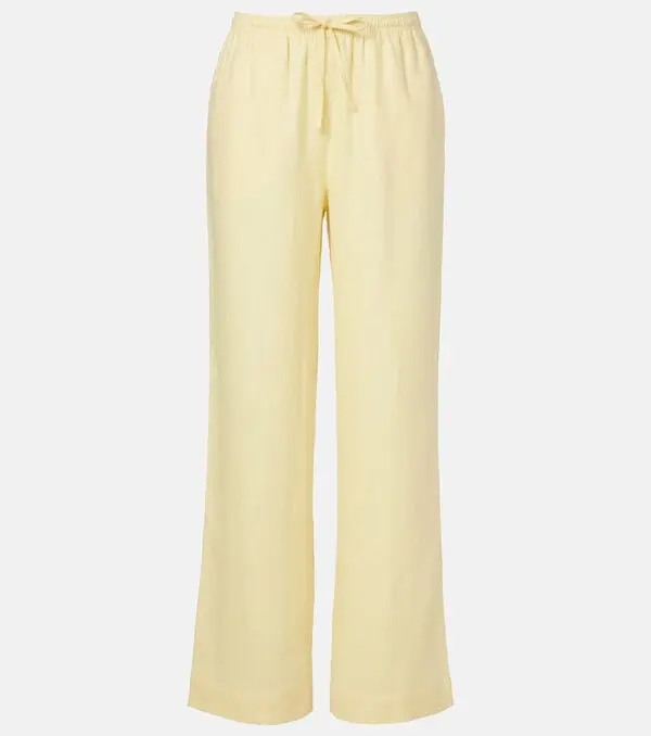 Asceno Aurelia Linen Wide-leg Pants - Yellow