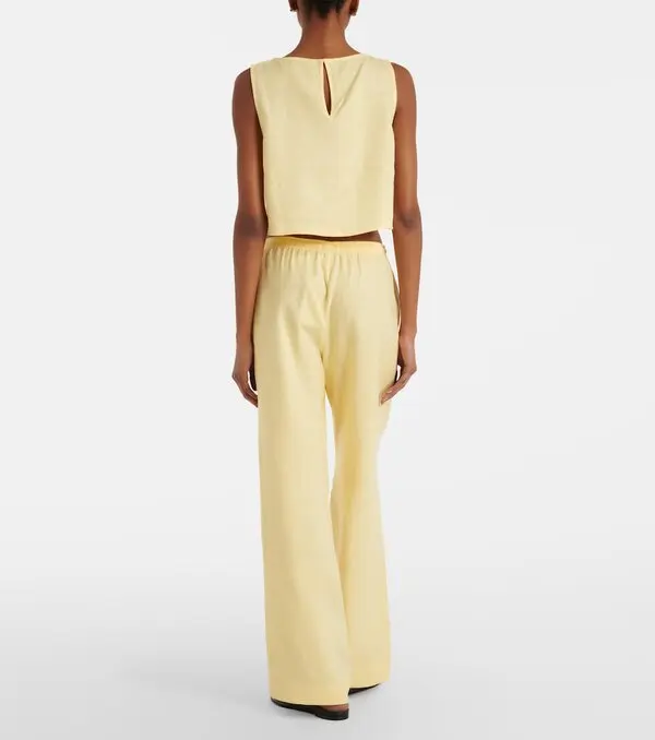 Asceno Aurelia Linen Wide-leg Pants - Yellow