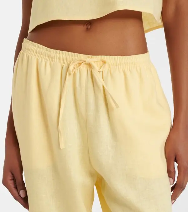 Asceno Aurelia Linen Wide-leg Pants - Yellow