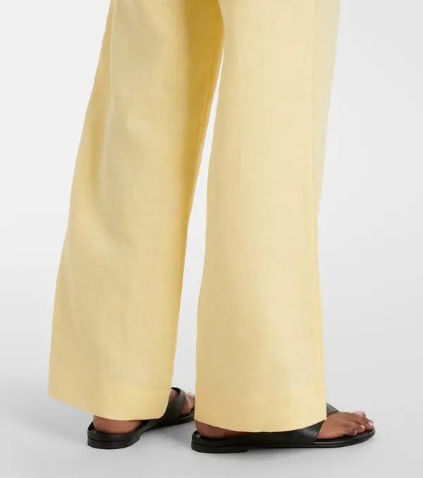 Asceno Aurelia Linen Wide-leg Pants - Yellow