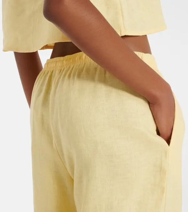 Asceno Aurelia Linen Wide-leg Pants - Yellow