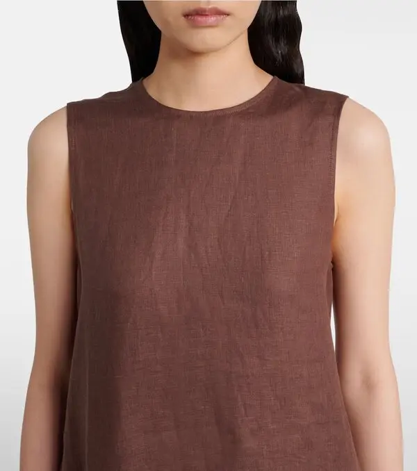 Asceno Tallin Linen Maxi Dress - Brown