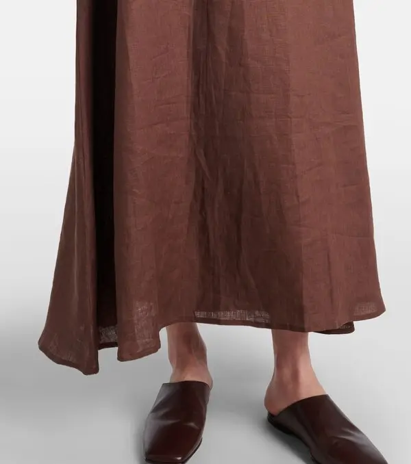 Asceno Tallin Linen Maxi Dress - Brown