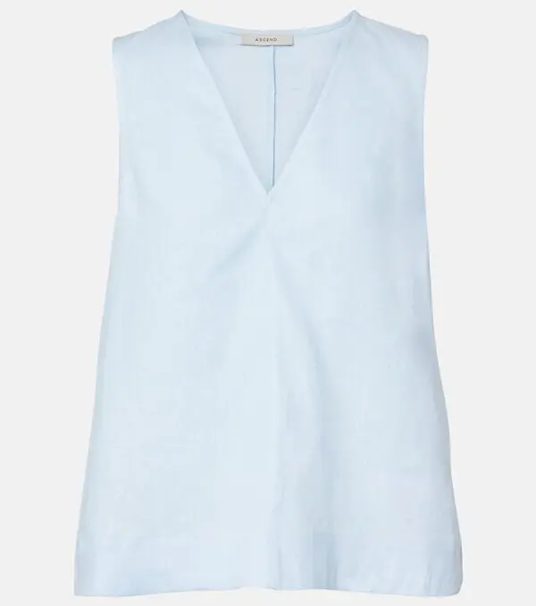 Asceno Manta Linen Top - Blue