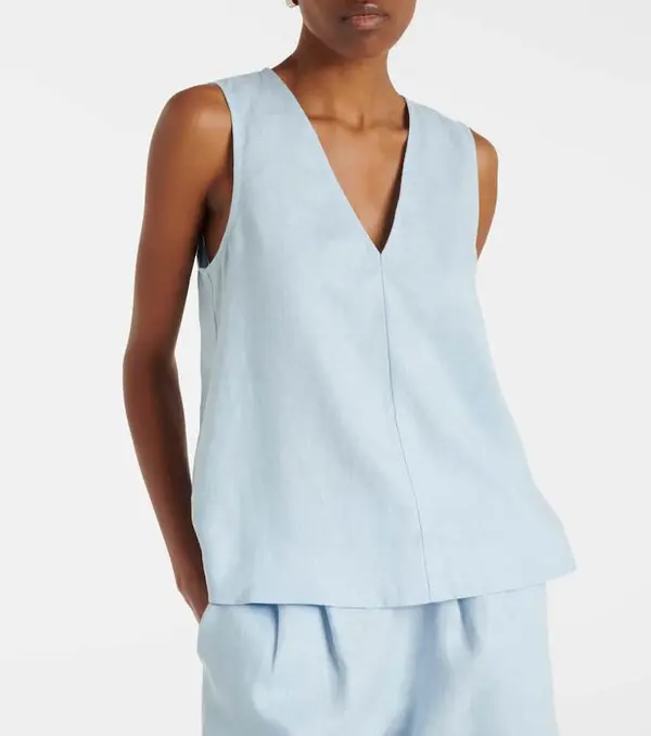 Asceno Manta Linen Top - Blue