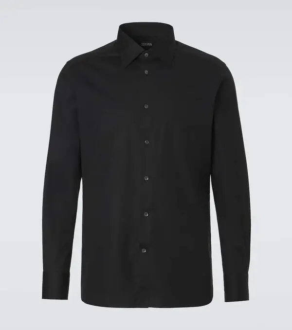 Zegna Cotton-blend Poplin Shirt - Black