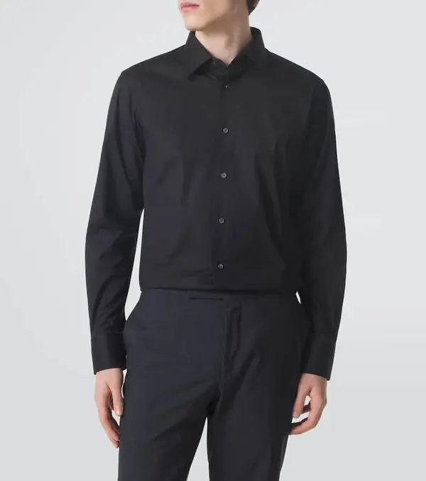 Zegna Cotton-blend Poplin Shirt - Black