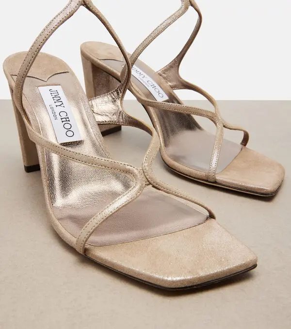 JIMMY CHOO Azie Suede Sandals - Beige