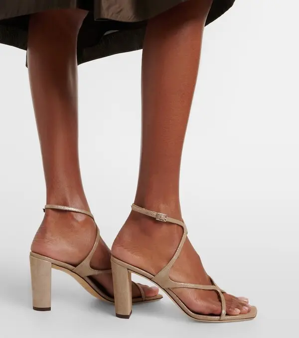 JIMMY CHOO Azie Suede Sandals - Beige