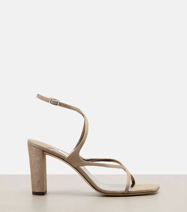 JIMMY CHOO Azie Suede Sandals - Beige