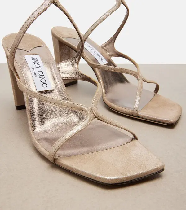 JIMMY CHOO Azie Suede Sandals - Beige
