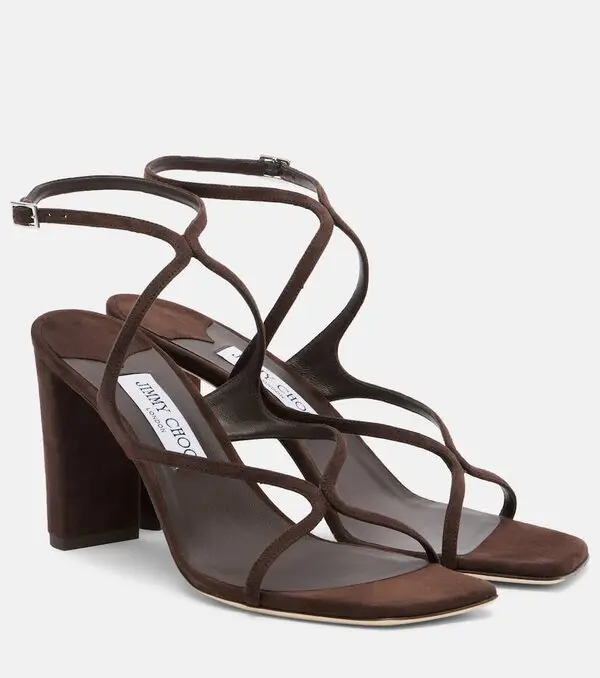 JIMMY CHOO Azie Suede Sandals - Brown