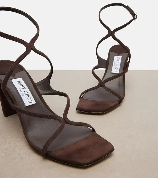 JIMMY CHOO Azie Suede Sandals - Brown