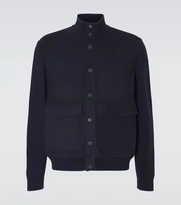 Canali Suede Bomber Jacket - Blue