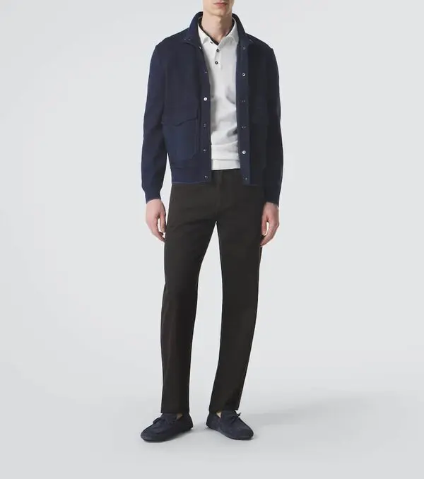 Canali Suede Bomber Jacket - Blue