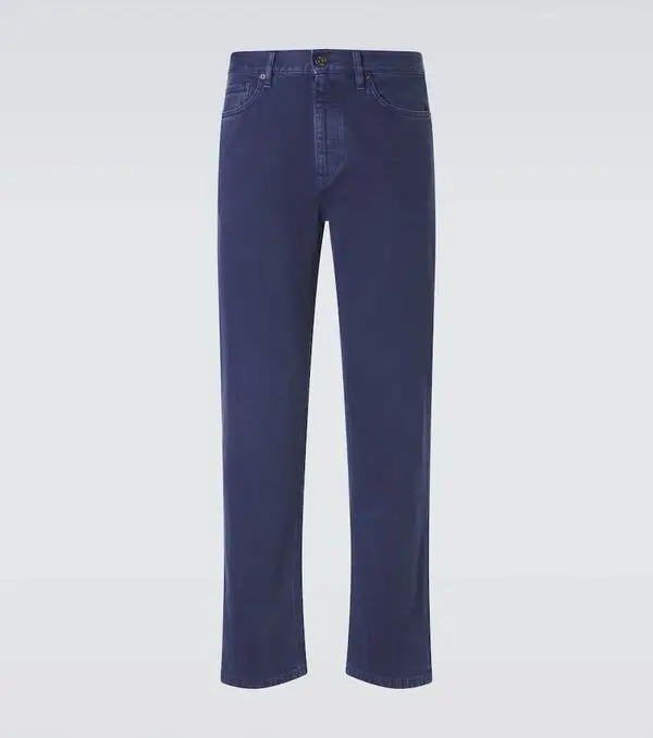 Zegna Roccia Slim Fit Cotton Jeans - Blue