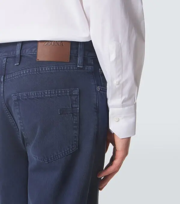 Zegna Roccia Slim Fit Cotton Jeans - Blue
