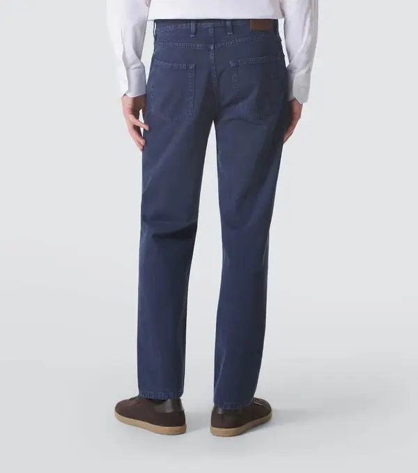 Zegna Roccia Slim Fit Cotton Jeans - Blue