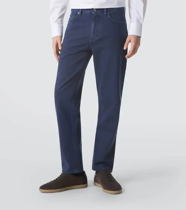 Zegna Roccia Slim Fit Cotton Jeans - Blue