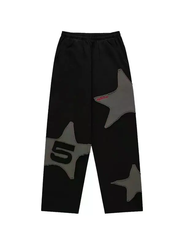 SP5DER Star-motif Wide-leg Track Pants - Black