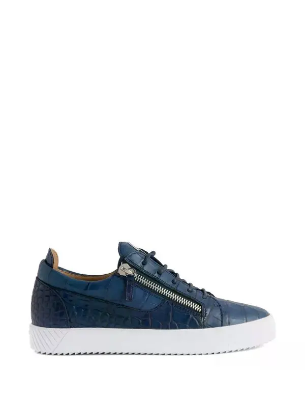GIUSEPPE ZANOTTI Crocodile-effect Zip Sneakers - Blue