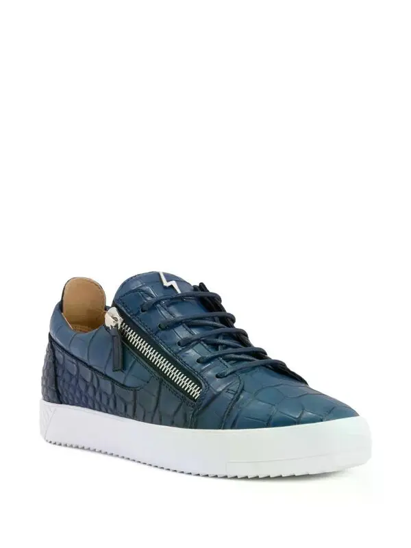 GIUSEPPE ZANOTTI Crocodile-effect Zip Sneakers - Blue