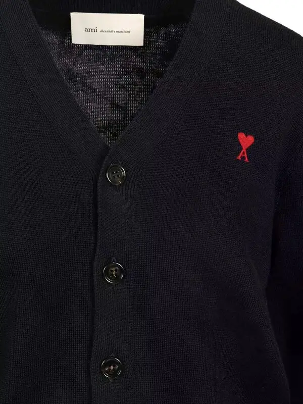 AMI Paris De Coeur V-neck Cardigan - Blue