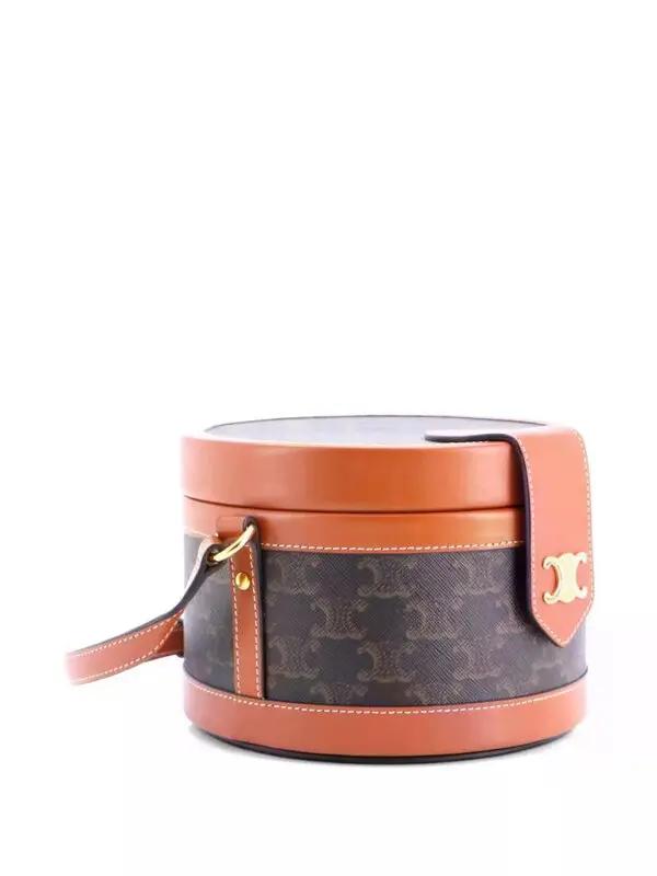 Celine Tambour Bag Triomphe Coated Canvas Medium - Brown