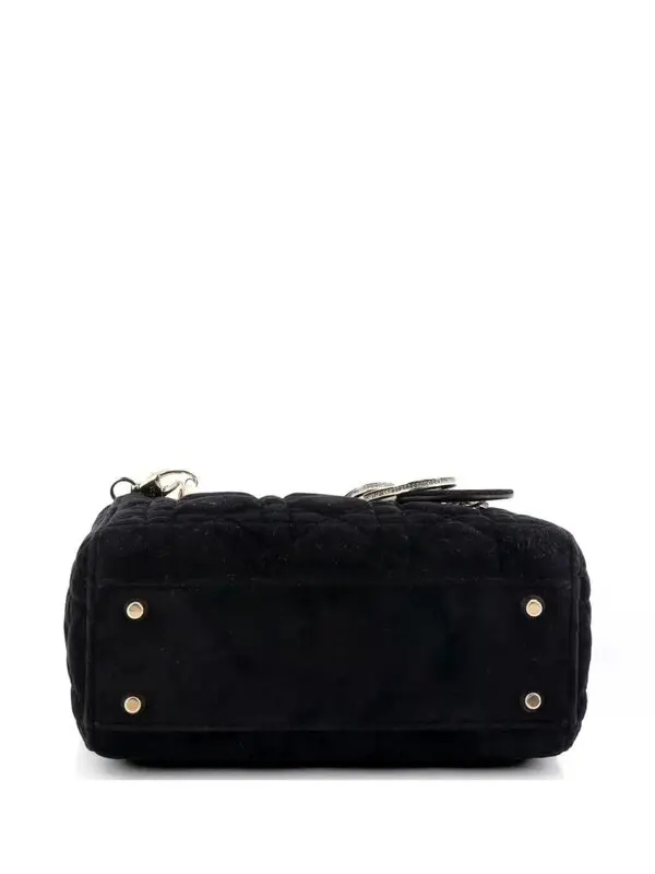 Dior Lady Cannage Quilt Velvet Chain Bag With Crystal Charms