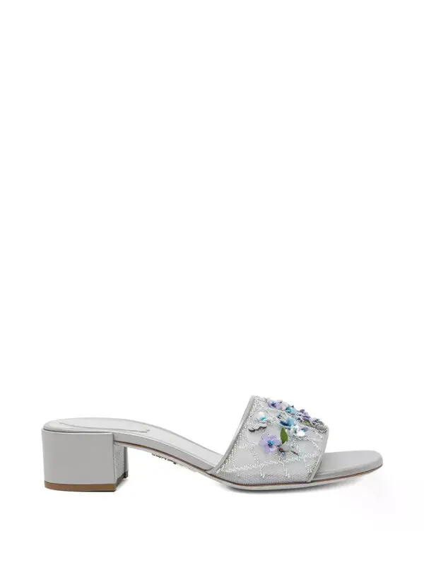 Rene Caovilla 40mm Floral-appliqué Sandals - Silver
