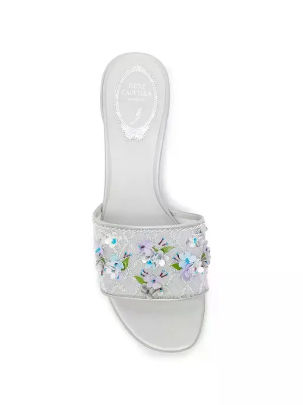Rene Caovilla 40mm Floral-appliqué Sandals