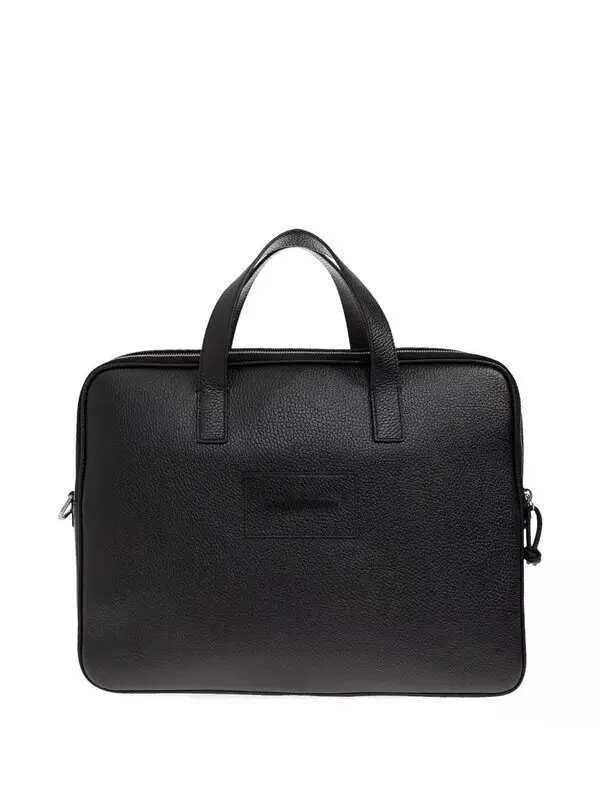 Emporio Armani Embossed Bovine Leather Briefcase - Black