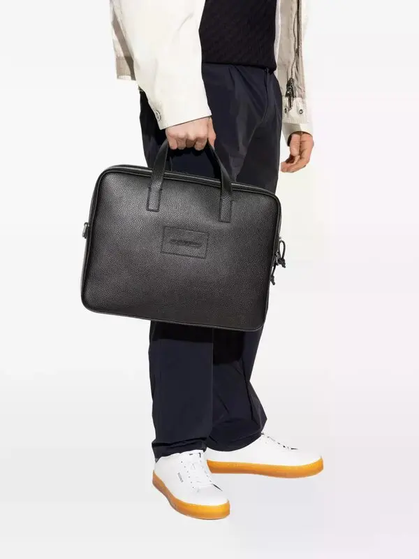 Emporio Armani Embossed Bovine Leather Briefcase