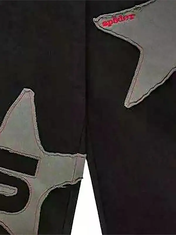 SP5DER Star-motif Wide-leg Track Pants - Black