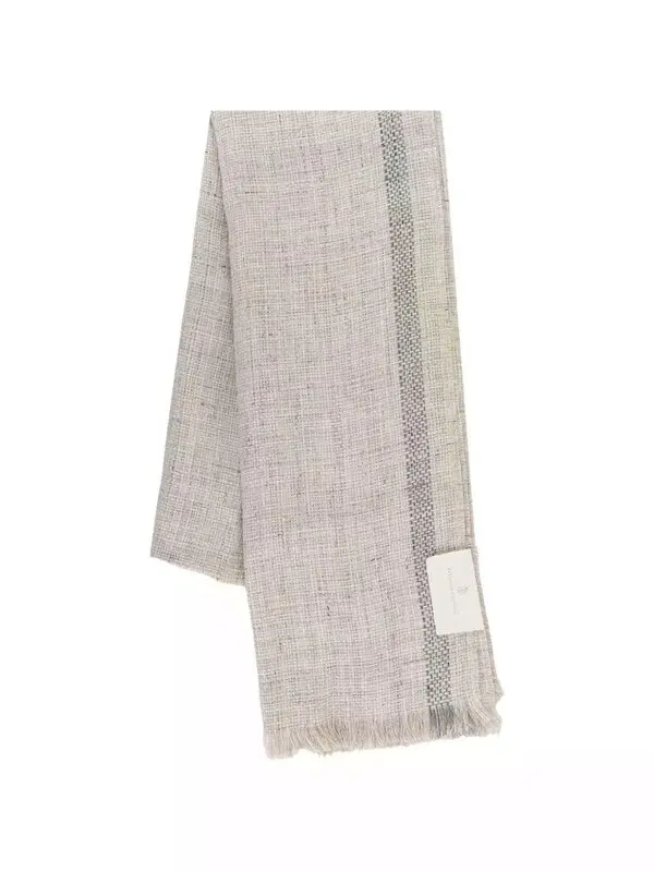 Brunello Cucinelli Embroidered Fringed Scarf - Neutrals