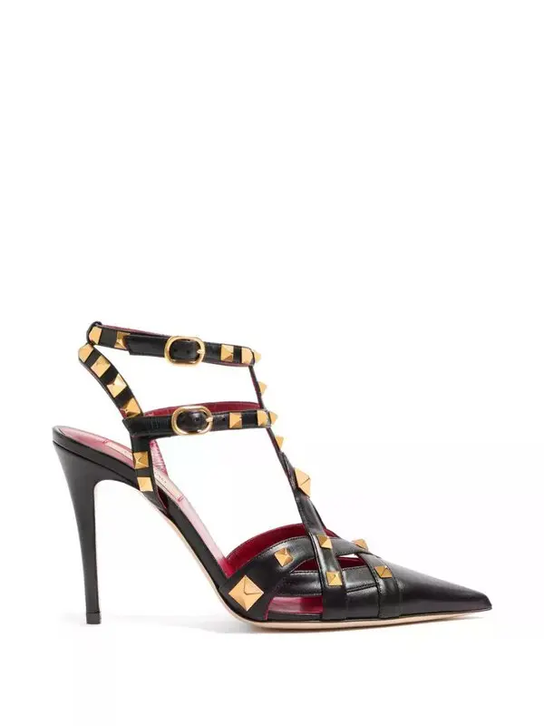 Valentino Garavani Studded Pointed Toe Sandals - Black