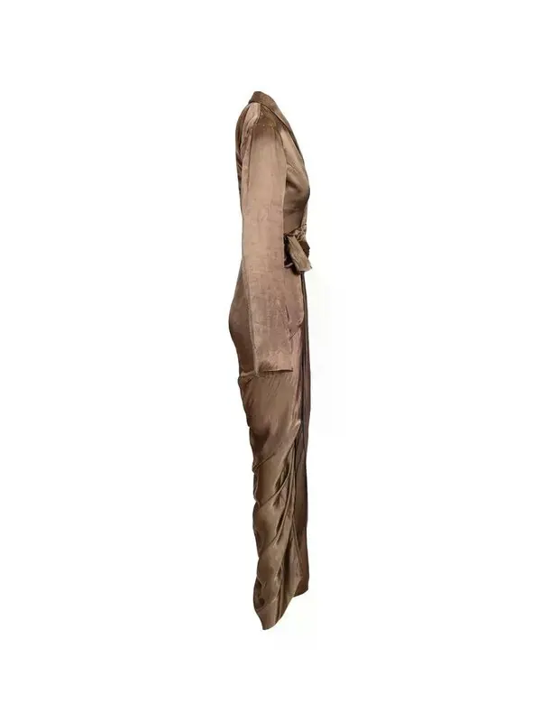 Rick Owens Long-sleeve Maxi Dress With Tie Detail - Brown