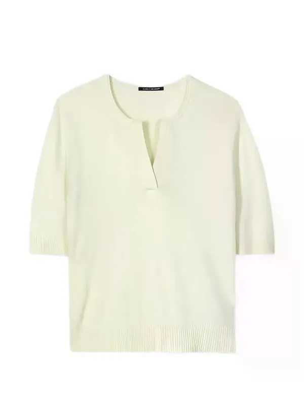 LUISA CERANO Notched Short-sleeve Sweater