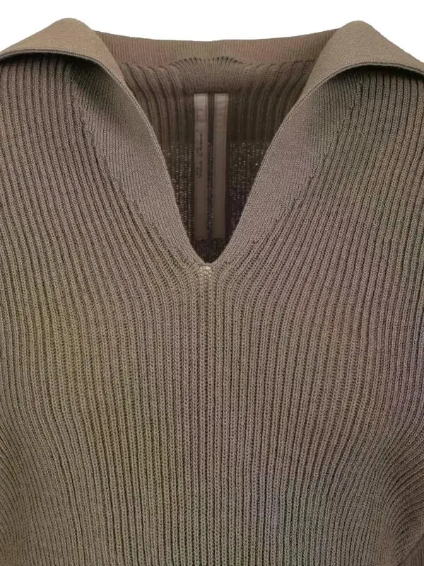 Rick Owens Ribbed V-neck Cropped Sweater - Brown