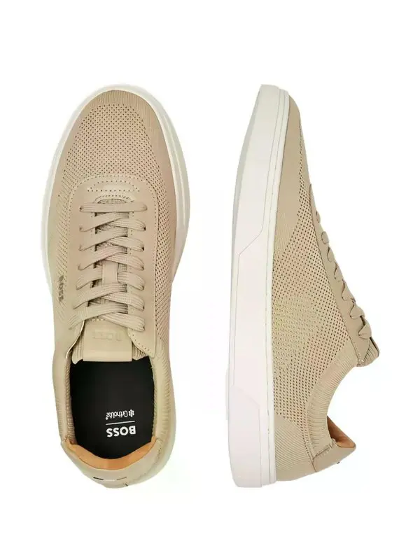 BOSS Lace-up Trainers With Knitted Uppers And Leather Trims