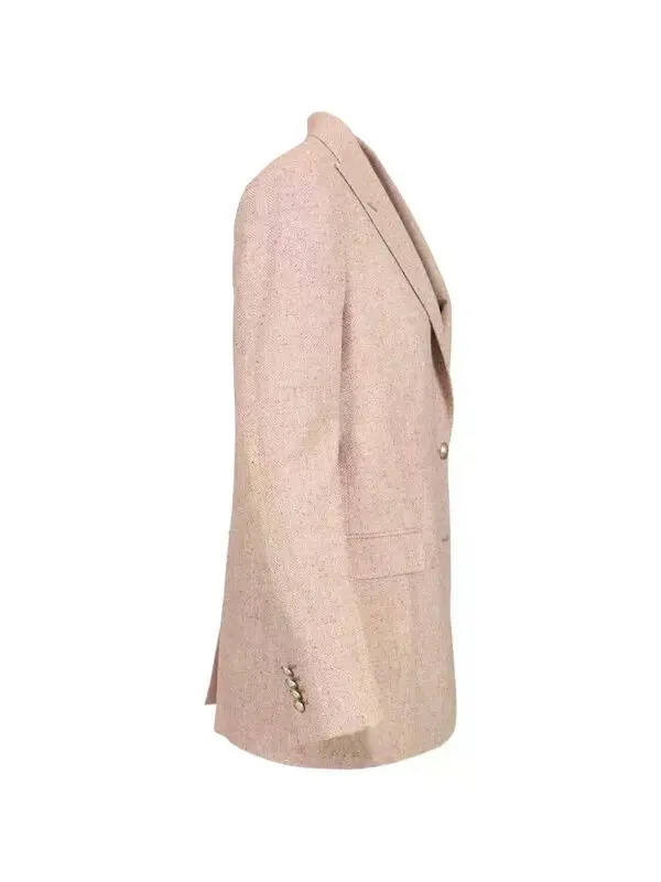 Tagliatore Metallic Button Peak Lapel Blazer - Pink
