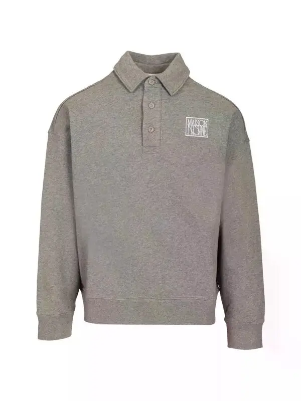 Maison Kitsuné Oversized Embroidered Polo Shirt - Grey