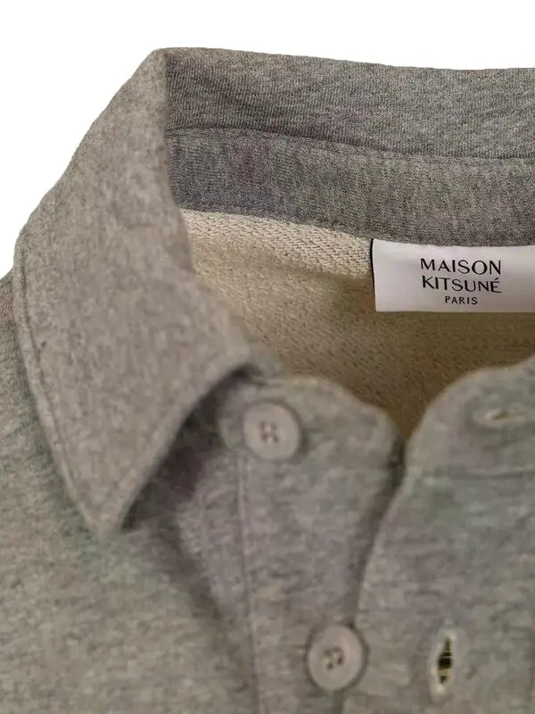 Maison Kitsuné Oversized Embroidered Polo Shirt - Grey