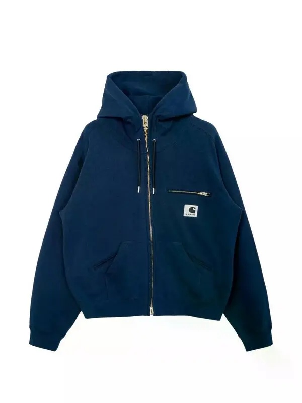 Sacai X Carhartt Wip Front-zip Hoodie - Blue