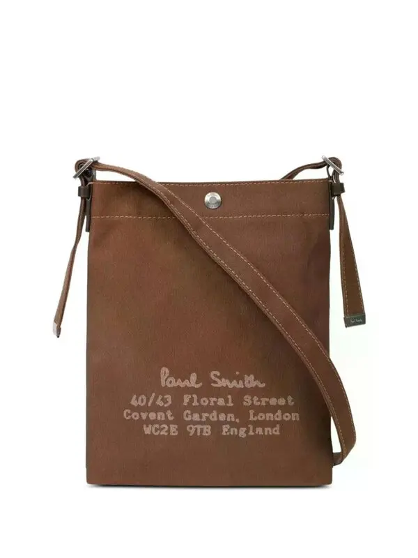 Paul Smith Text-print Messenger Bag - Brown
