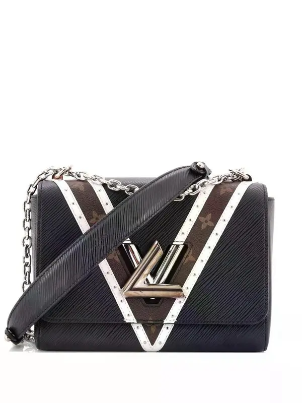 LOUIS VUITTON Twist Mm Crossbody Bag Epi Leather With Monogram Canvas - Black